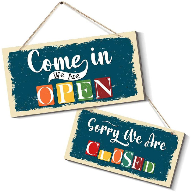 Trinx Open Closed Sign For Business Door Decor Funny Wood Sign Come trinx-open-closed-sign-for-business-door-decor-funny-wood-sign-come